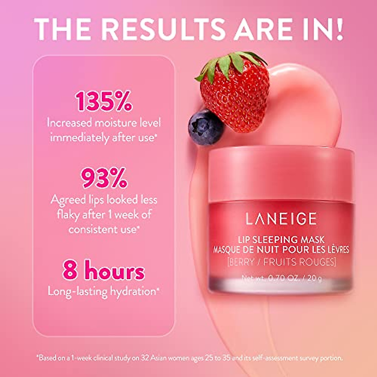 LANEIGE Berries 'N Choco Kisses Set: Lip Sleeping Mask Berry (Full Sized) & Chocolate (Travel Sized), Hydrate, Nourish
