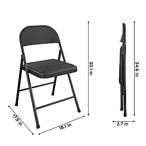COSCO SmartFold® Fabric Folding Chair, 4-Pack, Black