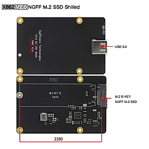 Geekworm for Raspberry Pi 4, X862 V2.0 M.2 NGFF SATA SSD Storage Expansion Board UASP Supported Compatible with Raspberry Pi 4 Model B Only Support Key-B 2280 SSD