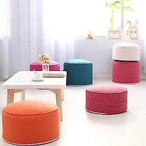 JINGXIN Cotton & Linen Floor Seating Pad Round Futon Stool Case Washable - Diameter 15 inch,Beige