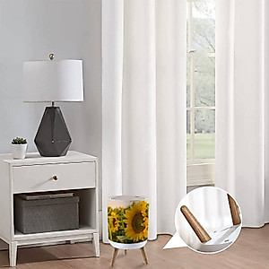 LGCZNWDFHTZ Small Trash Can with Lid for Bathroom Kitchen Office Diaper Sunflower Field Bedroom Garbage Trash Bin Dog Proof Waste Basket Cute Decorative