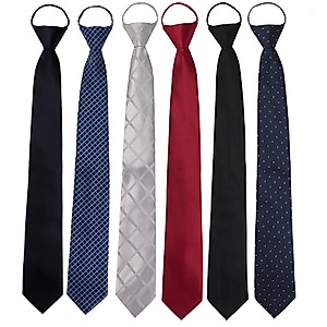 MEIANJU Mens Ties, Mens Zipper Ties Neckties for Men, Silky Zip Up Ties, Men's Pretied Ties Set (Mixed color 6pcs)