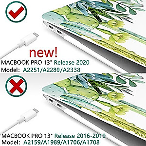 Batianda Laptop Case for MacBook Pro 13 inch 2022 M2 Chip 2021 2020 A2338 M1 A2289 A2251 Model,Hard Shell Case with Keyboard Cover & Screen Protector for Newest Mac Pro 13 with Touch Bar, Cactus
