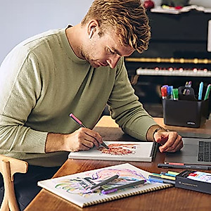 ARTEZA Calligraphy Markers, Set of 12, Permanent Water-Based Ink, 11 Unique Colors, 2mm Nibs, Water-Resistant, Flat Chisel-Tip Marker Pens