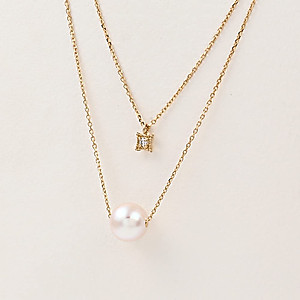 Japanese 7.0mm Akoya Cultured Pearl Pendant Necklace for Women with 18K Yellow Gold | Classy Design Excellent Gift | Pearl Necklace