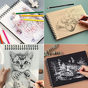 Heshengping, 41pcs Sketching Pencil Set Drawing Sketch Kit Graphite Pencils Charcoal Pencils Watercolor Pencils Blending Stumps 50page sketchbook, coloring book, Beginners Artist Teens and Adults