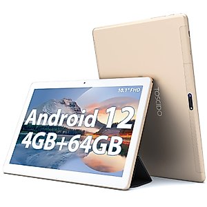 TOSCiDO Android 12 Tablet 10.1 Inch Tablets, 4GB RAM+64GB ROM+1TB Expand,8 Core CPU, 8000 mAh Battery,Bluetooth5.0, GPS,Wi-Fi -Gold