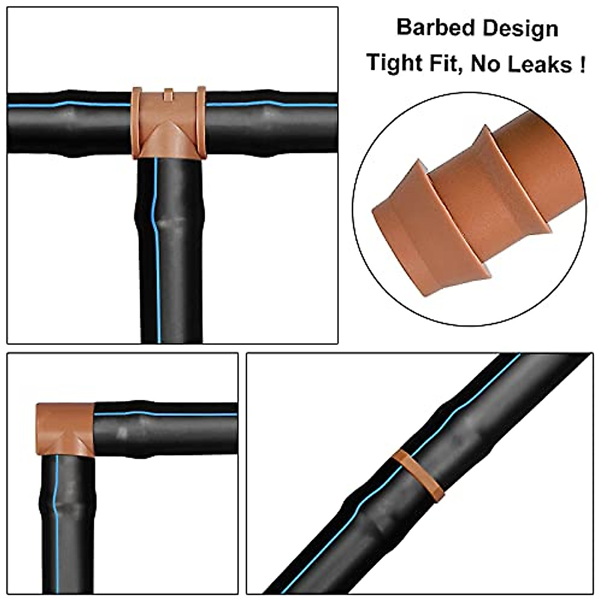 iRunning 18 Pieces Drip Irrigation 1/2" Tubing Elbow Fittings (17mm), Barbed Elbow Connectors for 1/2 Inch Irrigation Tubing (0.600" ID), Drip Line Elbows for Drip Sprinkler Garden Systems