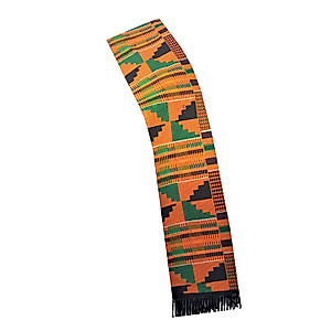 Decora Apparel African Clothes for Men Cotton Scarf, Graduation Stole, African Head Scarf Kente Fabric 5.5X60 Orange GoldP03