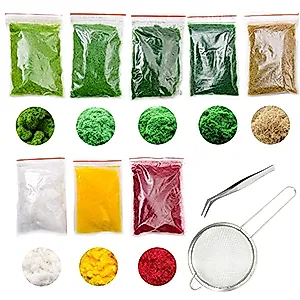 Cayway 10 PCS Model Trees Model Static Grass, 8 Color 3MM Powder Fake Grass Model Trees for Aritificial Plants Model Train Scenery, Miniature Shrubs Bushes, DIY Scenery Landscape