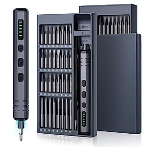 SHOWPIN Mini Electric Screwdriver Set: 70 in 1 Small Electronic Tool Kit Precision Power Screwdriver - 5 Torque Setting LED S2 Bits for Computer Laptop PC Repair