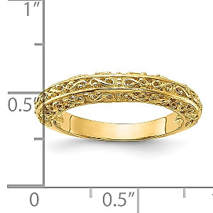 IceCarats 14K Yellow Gold 3mm Antique Filigree Wedding Band Ring Size 6