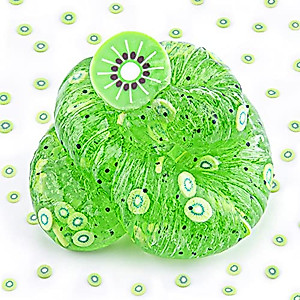 Crystal Slime, Green Kiwi Fruit Clear Jelly Cube Glimmer Crunchy Slime for Kids, Idea Stress Relief Toy, Kids Party Favor, Birthday Easter Christmas New Year Gift for Girls and Boys Age 6 7 8 9 10+