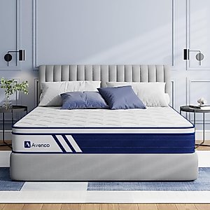 Avenco Queen Size Mattress, 10 Inch Hybrid Queen Mattress in a Box with Memory Foam & Pocket Coils, Medium Firm Queen Bed Mattresses CertiPUR-US Certified & 10 Year Warranty