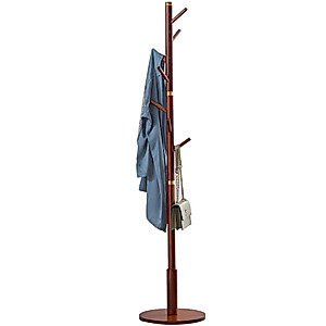 Frestanding Coat Rack with 8 Hooks for Coats and Bags - Sturdy and Easy to Assemble Coat Tree for Entryway, Hallway, Bedroom, and Office