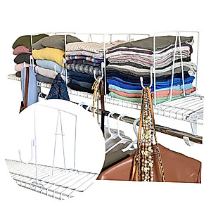 Evelots Wire Shelf Dividers 8 Pack with New Patent Pending Removable Hooks,Extra Closet Storage & Organization for Home or Office -Tall Shelf Separator-Easy Clip-No Tool- Coated Steel