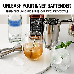 OUWO Stemless Wine Glasses Set of 4, 18 Ounces Red & White Wine Glasses for Party, Lead-free, Ideal Wine Accessories Gift (Clear)