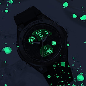 findtime Black Watches for Women Digital 5Bar Waterproof Sports LED Backlight Wrist Watch Colorful Strap Analog Alarm