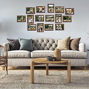 Edenseelake 4x6 Picture Frame Set of 15, Rustic Brown Wood Photo Frame 4 by 6 for Wall or Tabletop Display