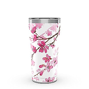 Tervis Cherry Blossom Stainless Steel Tumbler with Clear and Black Hammer Lid, 20 oz