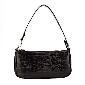 Jiaruo Retro Classic Clutch Small Women PU Leather Shoulder Bag Tote Handbag (Black)