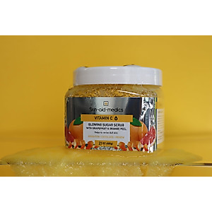 Skin Aid Medics Vitamin C Glowing Sugar Scrub, 21 oz, Brightening Body Scrub and Body Wash, Ultra Hydrating and Exfoliating Scrub for Nourishing Essential Body Care, Cruelty Free