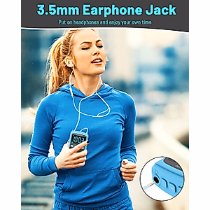 Sunoony Portable Radio AM FM, 900mAh Rechargeable Battery Personal Pocket Radio with Best Reception, Clearly LCD Screen, Earphone Jack, Time Setting Transistor Radio for Home & Outdoor, Walking (Blue)