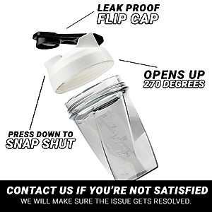 HELIMIX 1.5 Vortex Blender Shaker Bottle Holds Upto 20oz | No Blending Ball or Whisk | USA Made | Portable Pre Workout Whey Protein Drink Shaker Cup | Mixes Cocktails Smoothies Shakes | Top Rack Safe