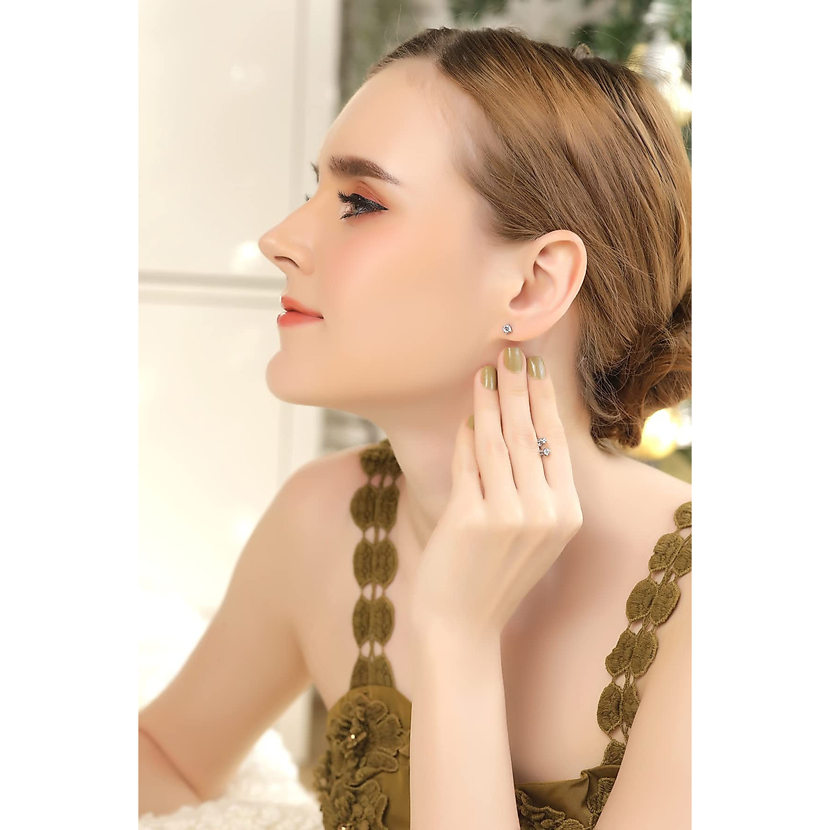 3 Pair Set Sterling Silver Cubic Zirconia Round Stud Earrings, 2mm 3mm 4mm