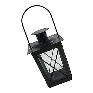 Homyl Metal Lantern Garden Lantern Wind Light Lantern Candle Holder Home Garden - Black, 6.69inch Height