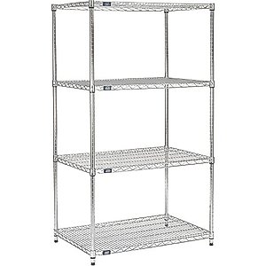 Nexel 14" x 30" x 86", 4 Tier Adjustable Wire Shelving Unit, NSF Listed Commercial Storage Rack, Chrome Finish, leveling feet
