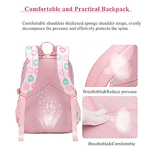 Armbq 3Pcs Donut Print Kids Backpack Set Girls Bookbag for Elementary Middle with Lunch Box Kindergarten Casual School Bags