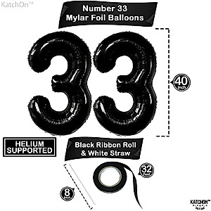 Giant, Black 33 Balloon Numbers - 40 Inch, 33 Birthday Decorations for Men | Black Number 33 Balloons | Happy 33 Birthday Decorations for Women | 33rd Birthday Balloons, 33 Year Anniversary Decor
