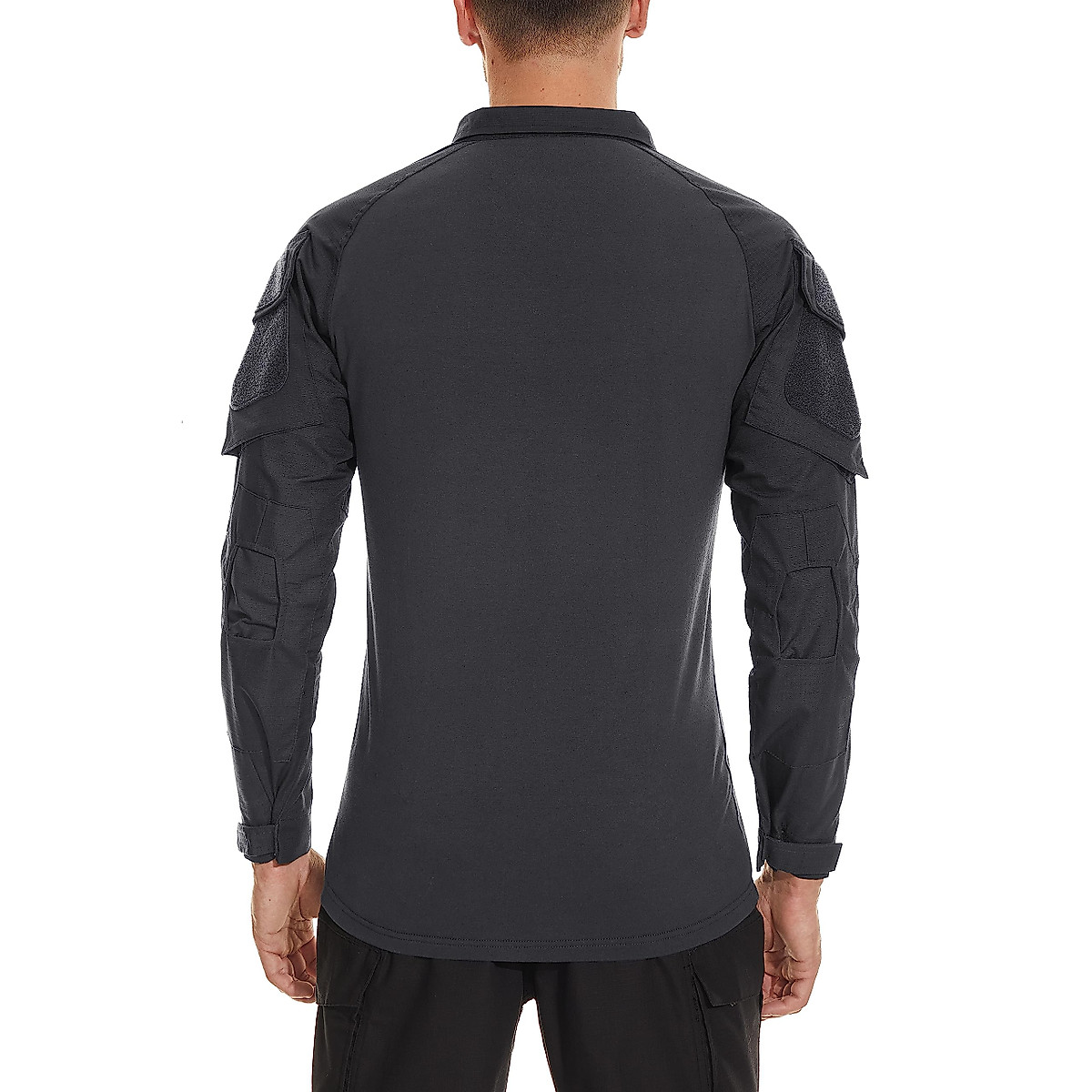 TACVASEN Combat Shirts for Men 1/4 Zip with Pockets Tactical Shirt Long Sleeve Military Pullover Army Ripstop Security Paintball Airsoft Gray L