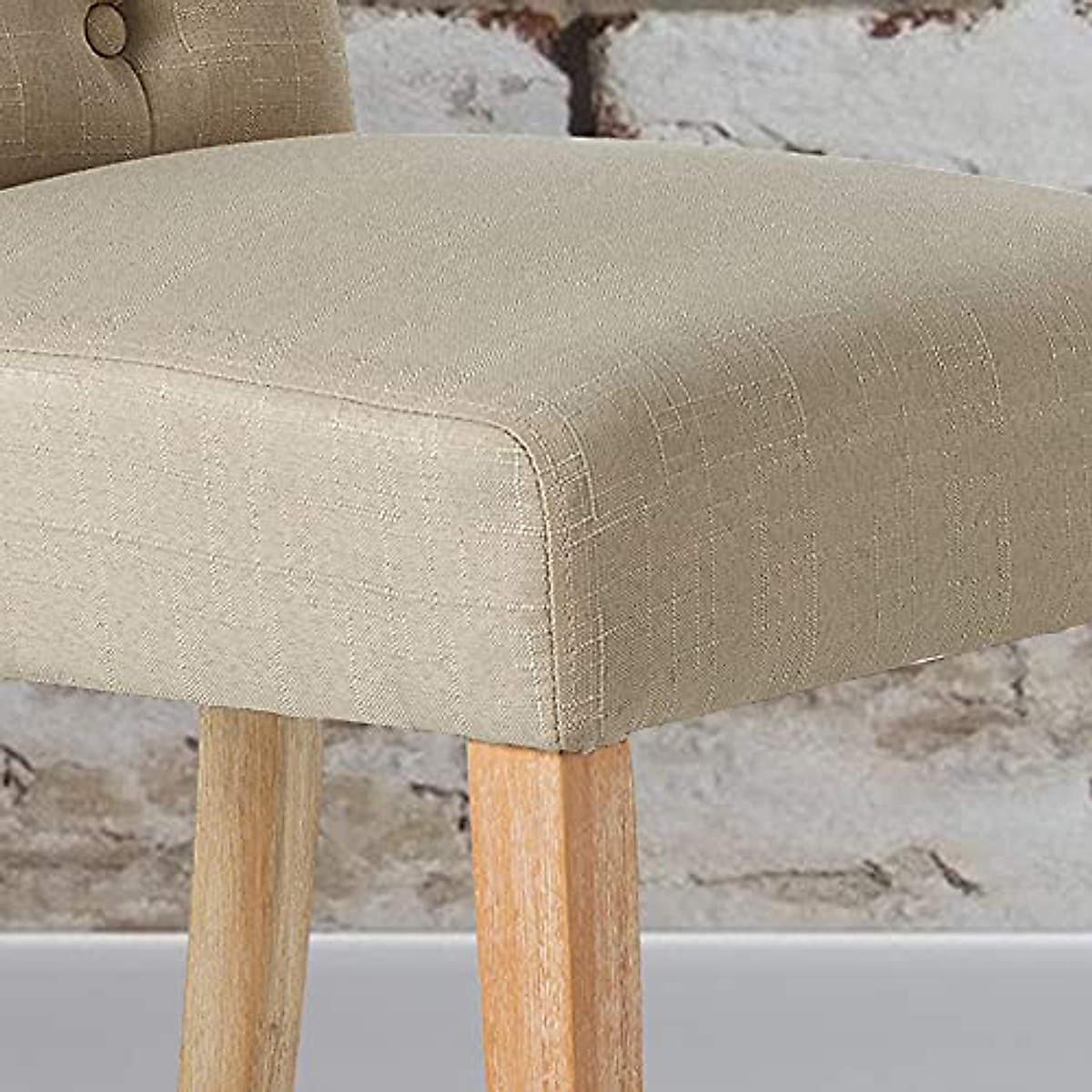 NOBPEINT Tan Fabric Upholstered Dining Chairs Solid Wood Legs, Set of 4