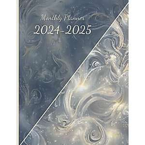 Monthly Planner 2024-2025: Two Year Calendar Book 8.5"x11". With Holidays. Marble pattern.