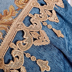 GEORPE Seat Cushion European Style Dining Chair Luxury Anti-Slip Fabric Cushions Mat Household Buttocks Pad with Bandage, 18.9x19.7inch/48x50cm