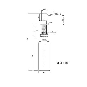 SAMODRA Soap Dispenser for Kitchen Sink, Premium Stainless Steel Pump Head 17 OZ Bottle 3.15 Inch Threaded Tube for Granite Thick Deck Installs (Brushed Brass)