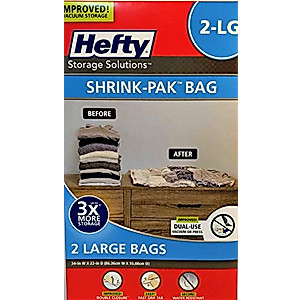 Hefty Vacuum Seal SHRINK-PAK BAG , 34" x 22", 2 Large Bags (Large)
