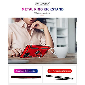 YZOK for Galaxy A42 5G Case,Samsung A42 5G Case,with HD Screen Protector,[Military Grade] Ring Car Mount Kickstand Hybrid Hard PC Soft TPU Shockproof Protective Case for Samsung Galaxy A42 5G (Red)