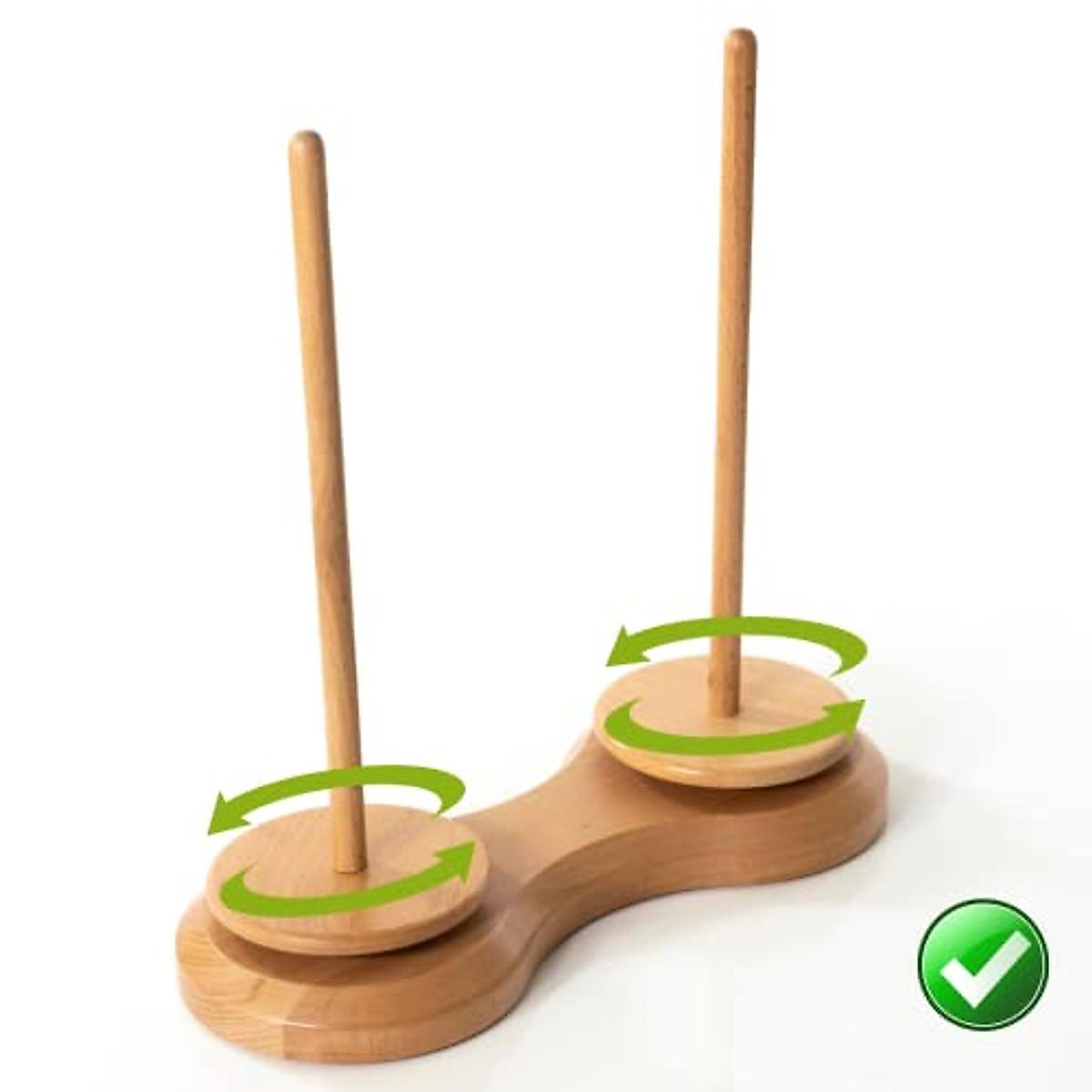 Rimcrow Double Wooden Yarn Holder; Revolving Yarn Ball Stand, Dispenses and Holds Balled Skeins for Crocheting or Knitting; Lazy Kate for Plying; Yarn Keeper