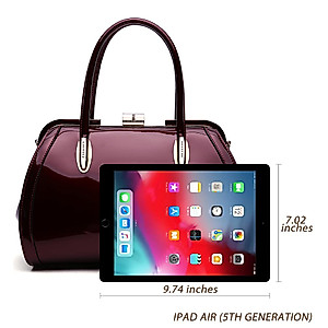 Style Strategy purses patent leather handbags for women Top Handle with kiss lock Satchel Shoulder bags crossbody for women (Bronze)