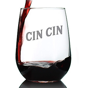 Cin Cin Italian Cheers - Stemless Wine Glass - Unique Italy Themed Gifts or Party Decor - Large 17 Ounce