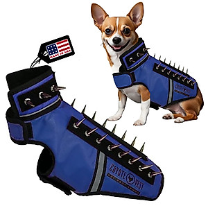 CoyoteVest SpikeVest Dog Harness Vest for Small Dogs, Reflective Dog Vest with Spikes to Shield Your pet from Coyotes, Raptor and Animal Attacks, Anti Hawk Vest, Made in USA(XS-Royal Blue)