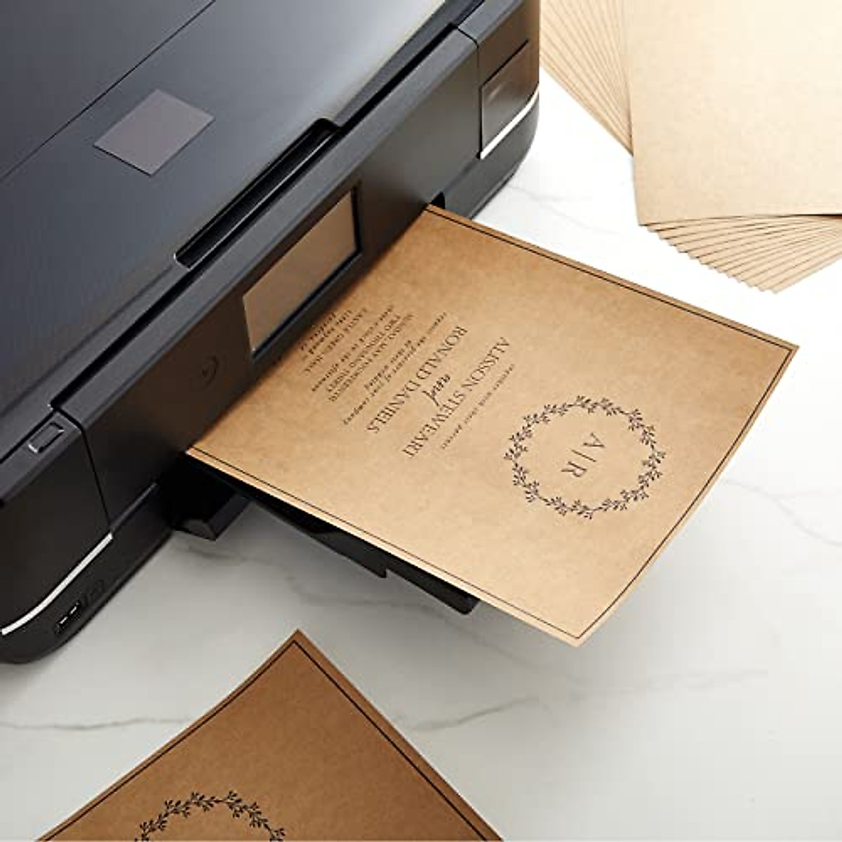 50 Sheets of Brown Kraft Paper or Wedding, Party Invitations, Announcements, Drawing, DIY Projects, Arts and Crafts, Scrapbooking, Letter Size, 176gsm (8.5 x 11 Inches)