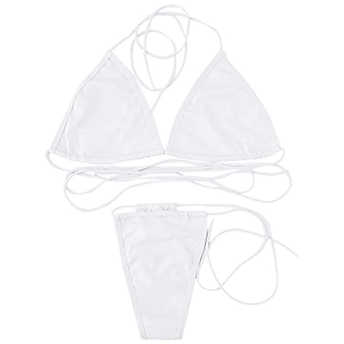 INGWHW Strappy Lingerie Bodysuit, Red Lingerie Top Sexy Women Lingerie Babydoll Lingerie For Women's Split Fashion Solid Color Print Bikini Underwear (With Chest Pad) Pajamas Lengerie (XXL, White)