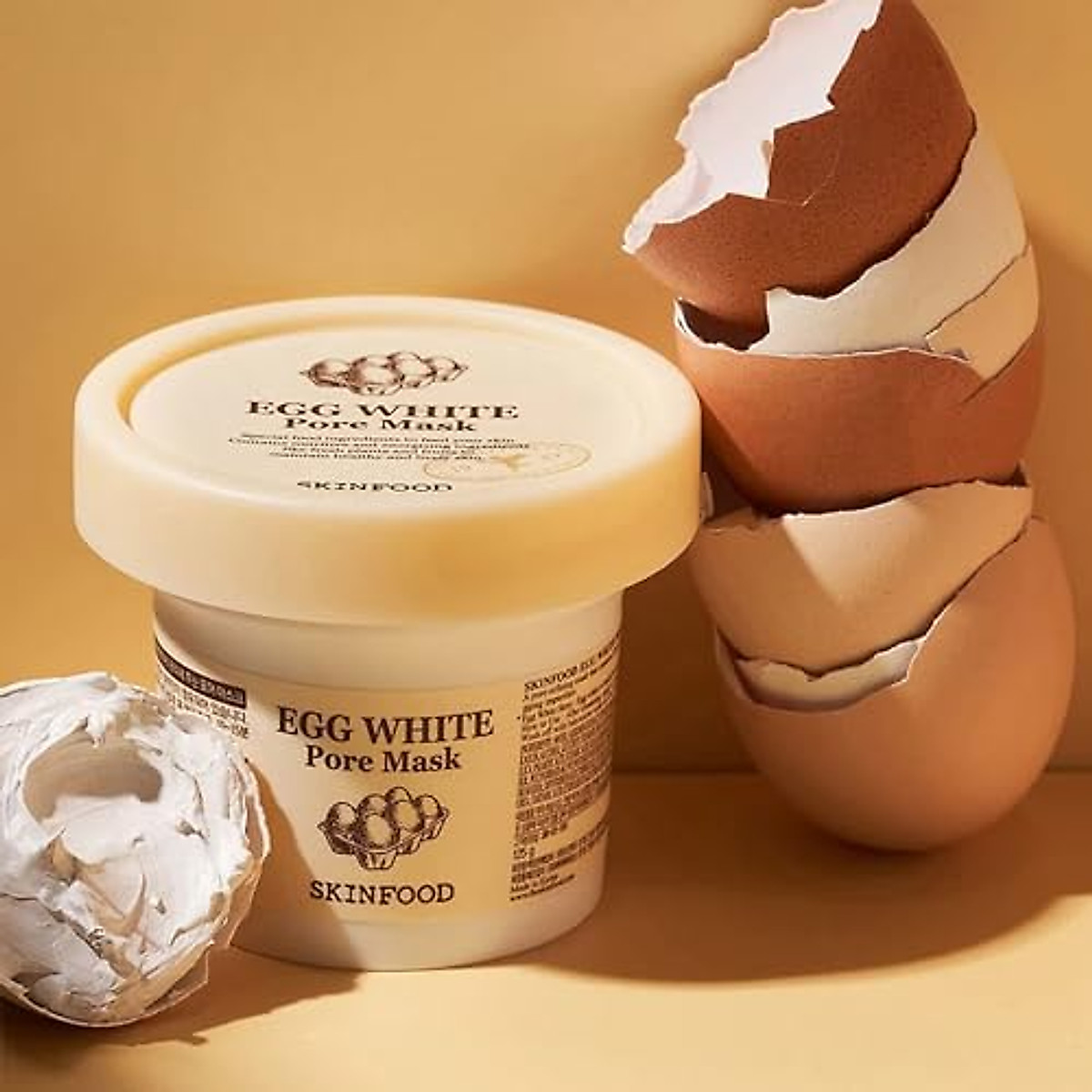 SKINFOOD Egg White Pore Mask 4.41 oz. (125g) - Pore Refining Wash off Mask, Tightens Pores, Removes Blackheads and Dead Skin Cells, Skin Smooth and Soft - Exfoliating Skin Mask - Wash Off Face Masks