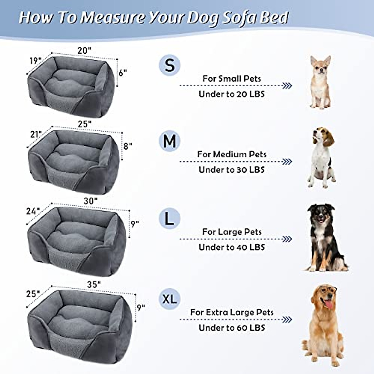 AIPERRO Dog Bed,Small Dog Beds,Cozy Small Pets Friendly Design Machine Washable Rectangle Cat Bed,Orthopedic Calming Dog Sofa Bed Soft Sleeping Puppy Beds,Breathable Cuddler and Nonskid Bottom 20x19