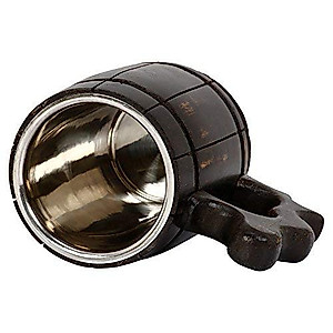 GoCraft Handmade Wooden Beer Mug with 18oz Stainless Steel Cup | Great Beer Gift Ideas Wooden Beer Tankard for Men | Vintage Bar accessories - Barrel Brown Classic Design