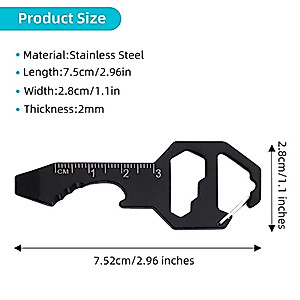 Cobee Keychain Bottle Opener Multi Tool, 2 Pcs 6-in-1 Keychain Pocket Tool for Bottle Opener, Screwdriver, Ruler, Wrench, Bit Driver, File Perfect Gifts for Boyfriends Husband Father